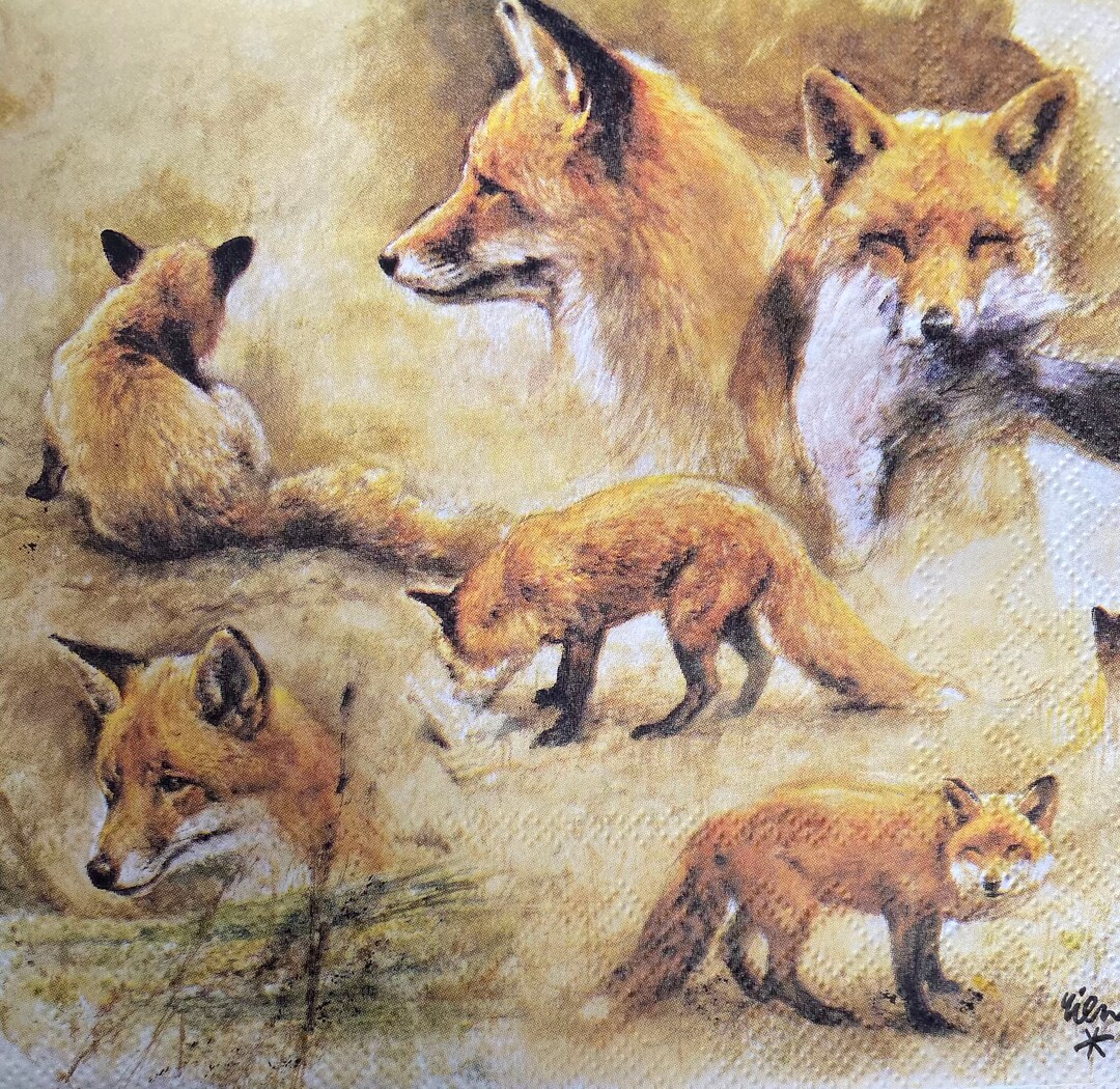 Fox Paper Napkin for Decoupage or Craft Supplies and Scrapbooking - Etsy