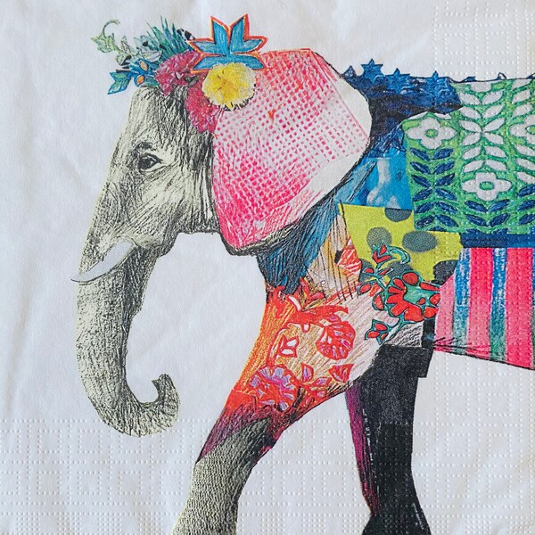 Decoupage Elephant - Etsy