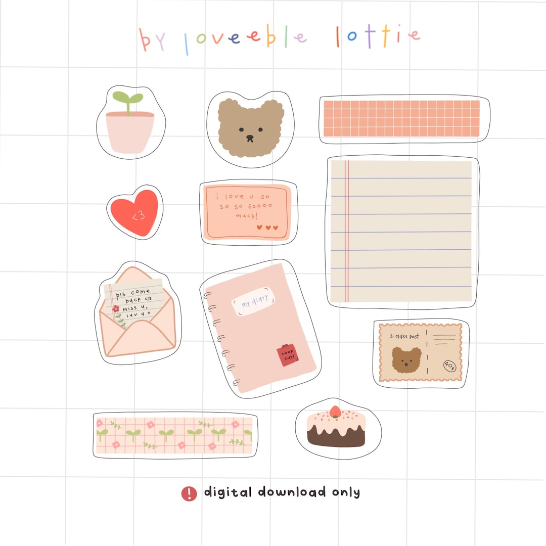 Cute Pastel Pink Printable/ Digital Stickers - Etsy
