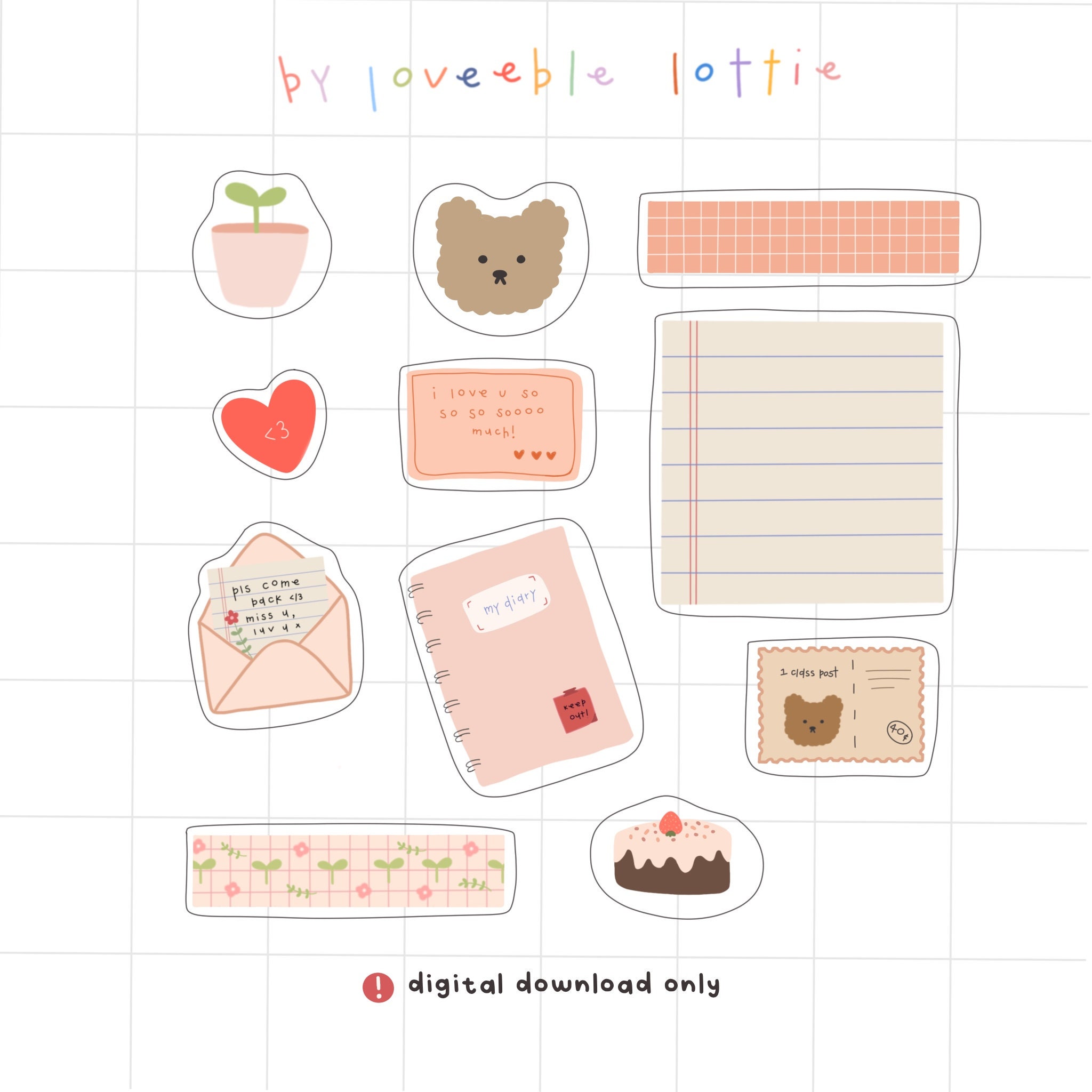 Cute Pastel Pink Printable/ Digital Stickers - Etsy