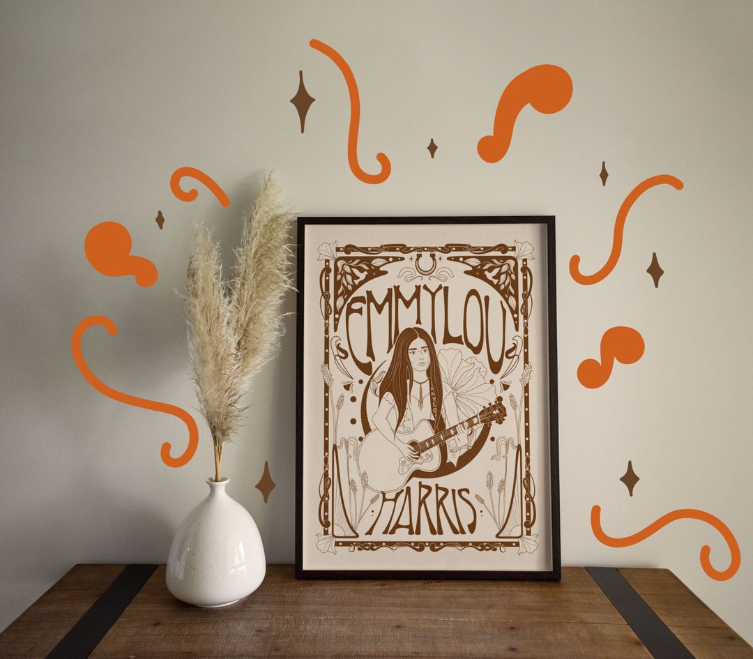 EMMYLOU Harris A3 Art Print Art Nouveau Vintage Illustration 60s 70s ...