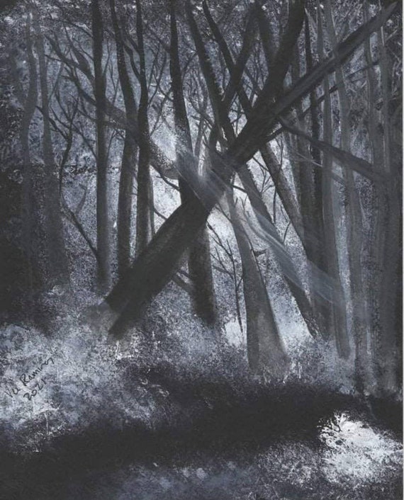 Simple Dark Forest Drawing