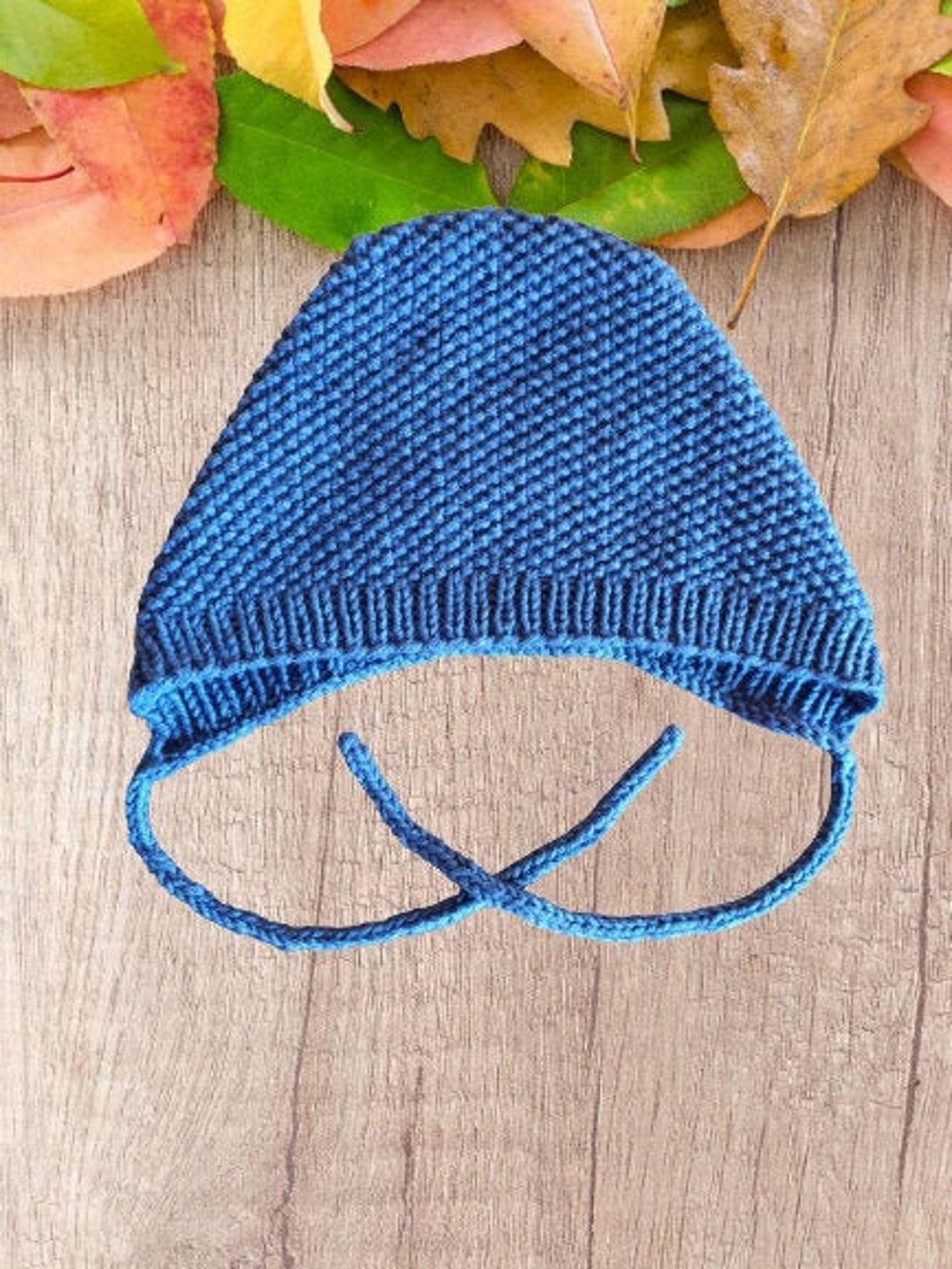 Handmade Knitted Blue Bonnet - Etsy