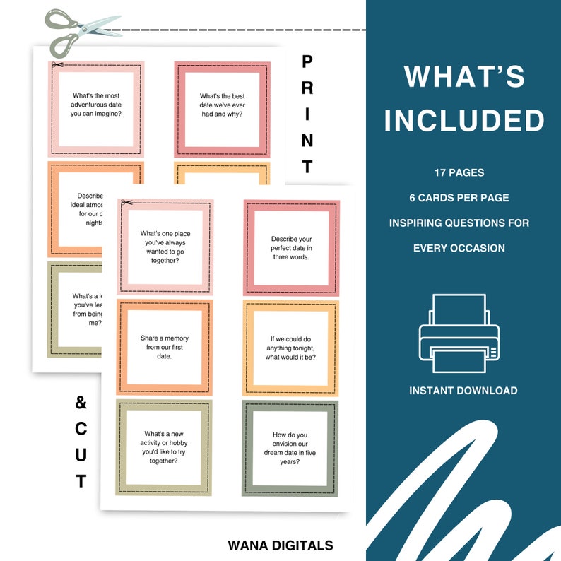 Printable Conversation Starter Cards | Couple Reconnection Questions ...