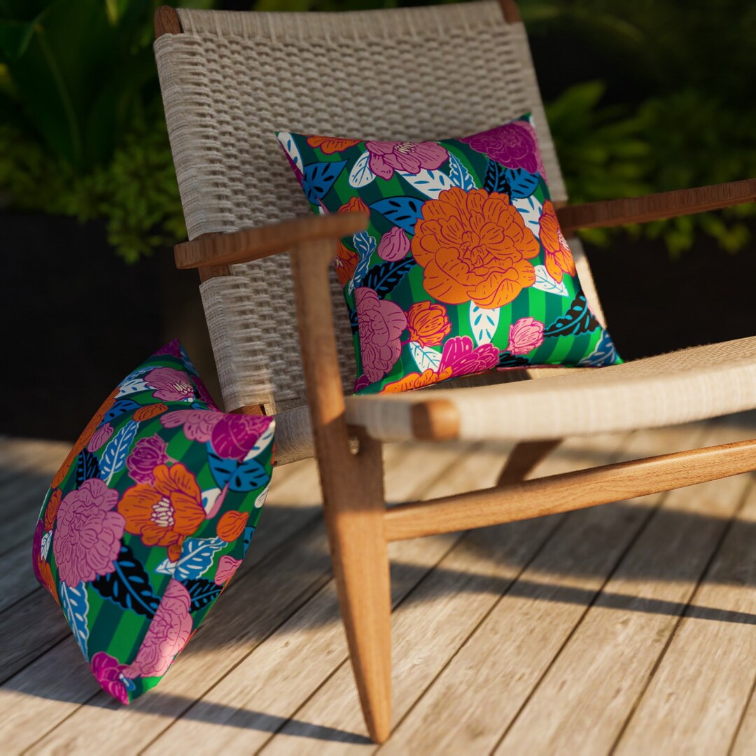 2 Pack Outdoor Tropical Cushion Covers, Colorful Pillow Cases, Water ...