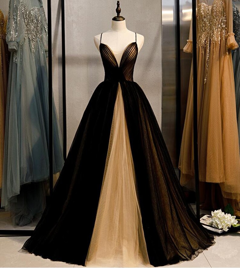 Two Colored Prom Dress Spaghetti Straps Handmade Homecoming - Etsy