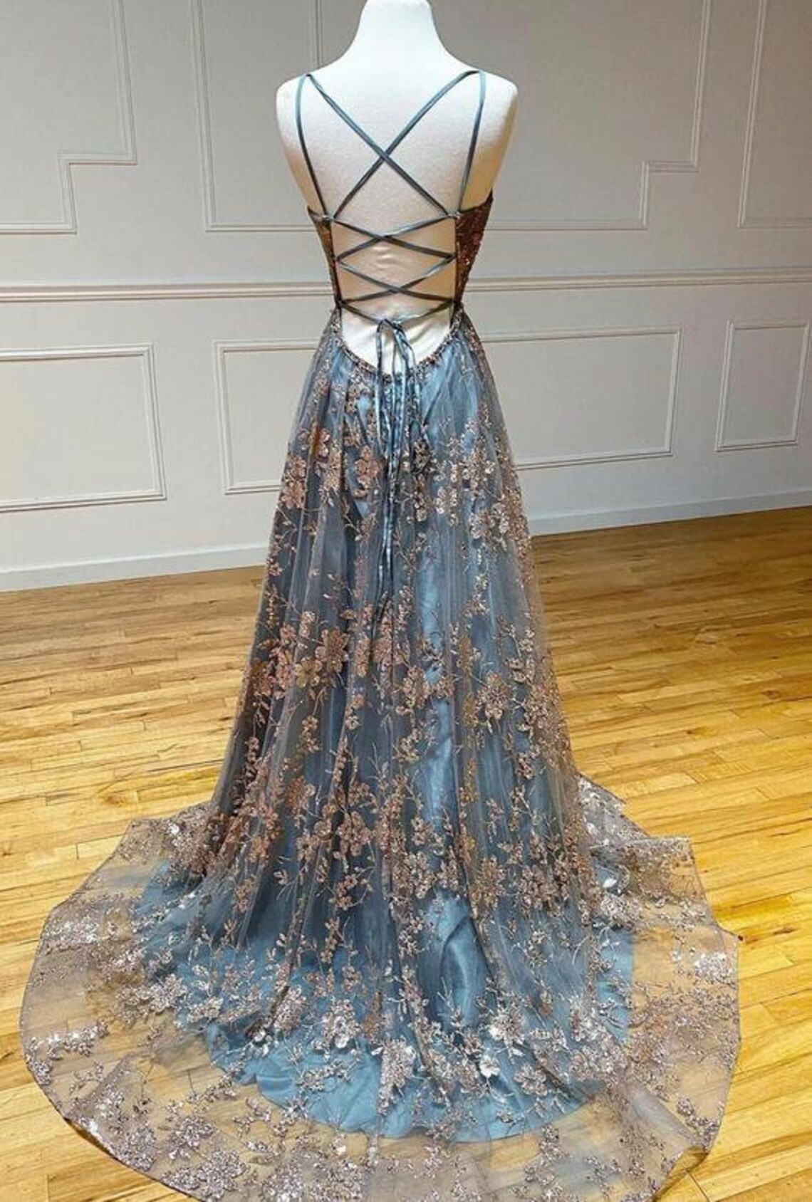Lace Prom Dress Cross Back Evening Dress Formal Dress Ball | Etsy
