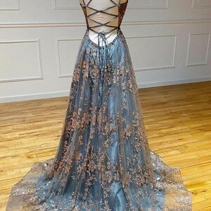 Lace Prom Dress Cross Back Evening Dress Formal Dress Ball Party Gown ...