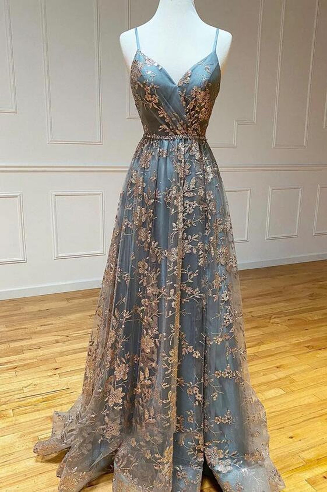 Lace Prom Dress Cross Back Evening Dress Formal Dress Ball | Etsy