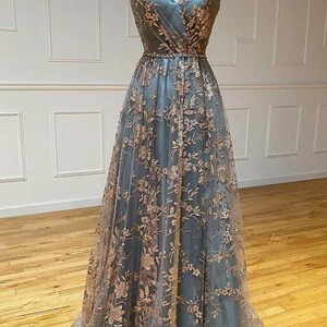 Lace Prom Dress Cross Back Evening Dress Formal Dress Ball Party Gown ...