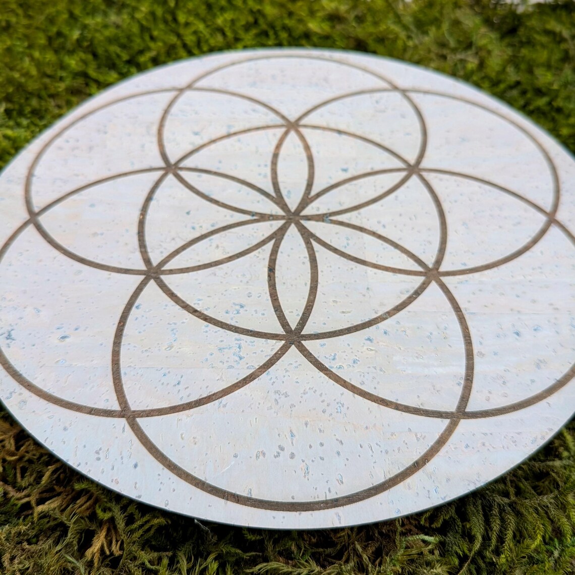Seed of Life Crystal Grid • Engraved Eco Friendly Cork Leather - Etsy