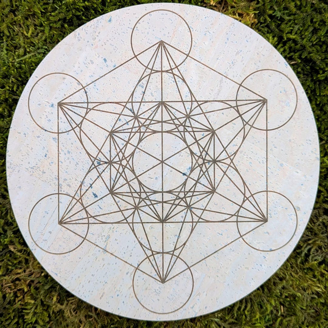 Metatrons Cube Crystal Grid • Engraved Eco Friendly Cork Leather - Etsy
