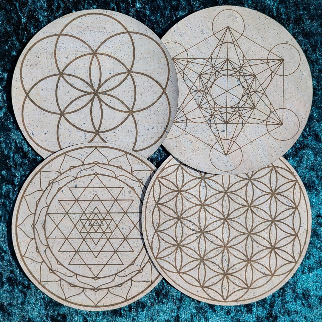 Sacred Geometry Art Set • Engraved Eco Friendly Cork Leather - Etsy