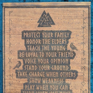 Viking Code Valknut Wall Art • Engraved Eco Friendly Cork Leather - Etsy