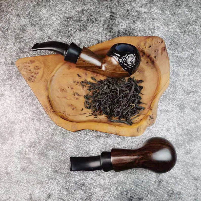 Handcarved Rosewood Tobacco Pipe, Handmade Wood Smoking Pipe, Tobacco ...