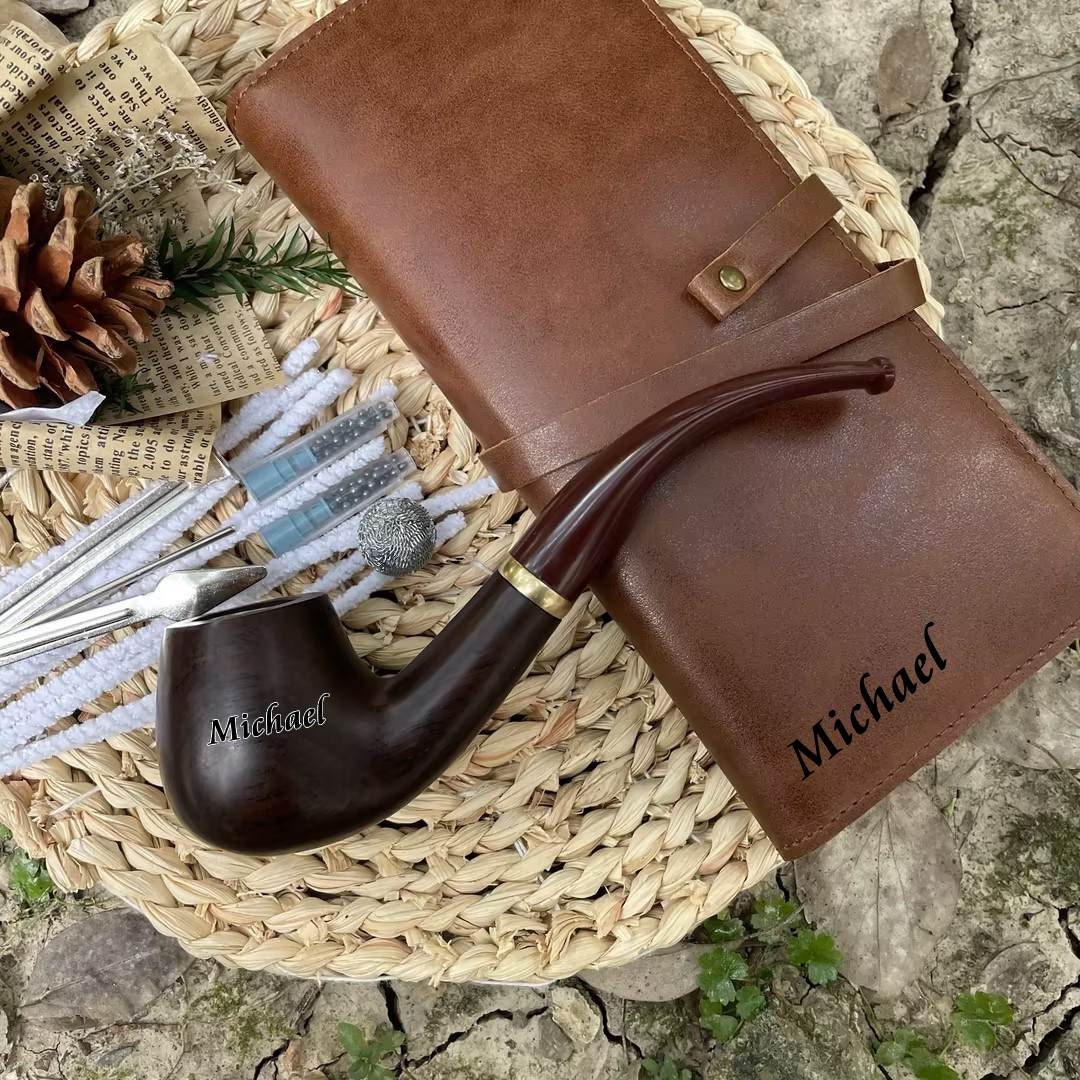 Custom Father's Day Wooden Pipe, Engraved Smoking Pipe, Personalised ...