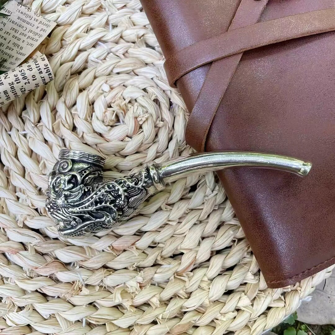 Dragon and Phoenix Tobacco Pipe, Handmade Copper Smoking Pipe, Cigar ...
