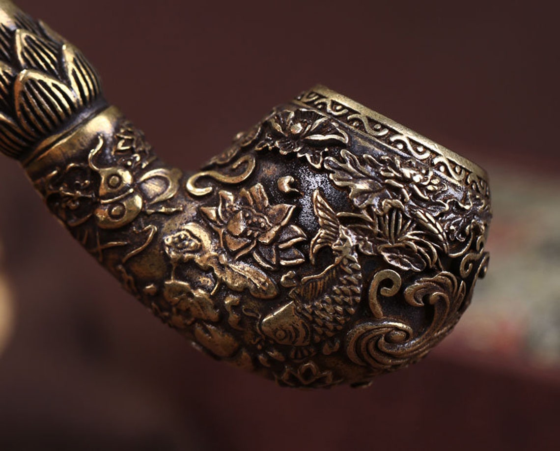 Carved Copper Tobacco Pipe, Handmade Copper Smoking Pipe, Smoker Gift ...