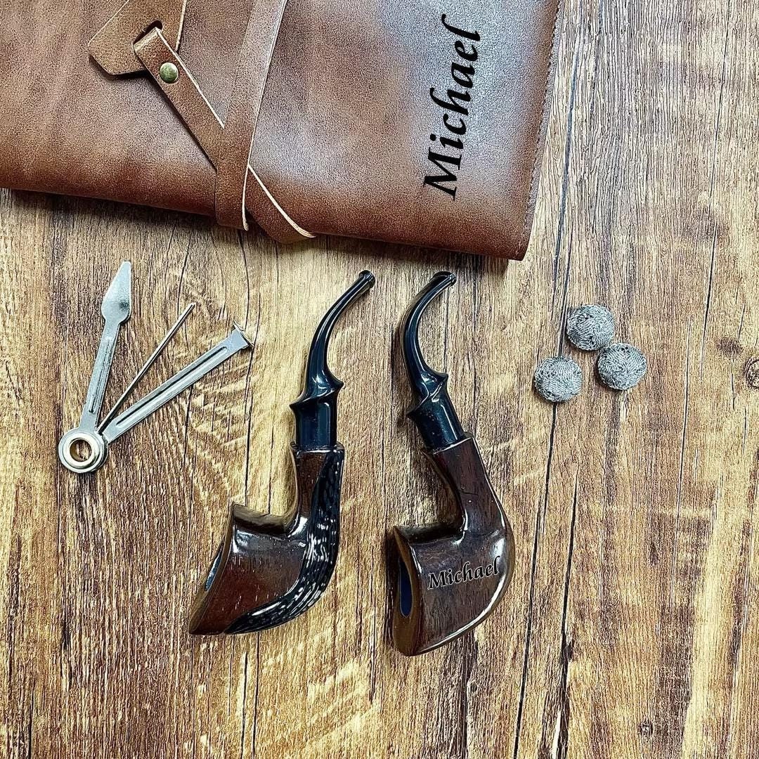 Custom Engrave Wooden Tobacco Pipe, Gift Set FREE With Smoking ...