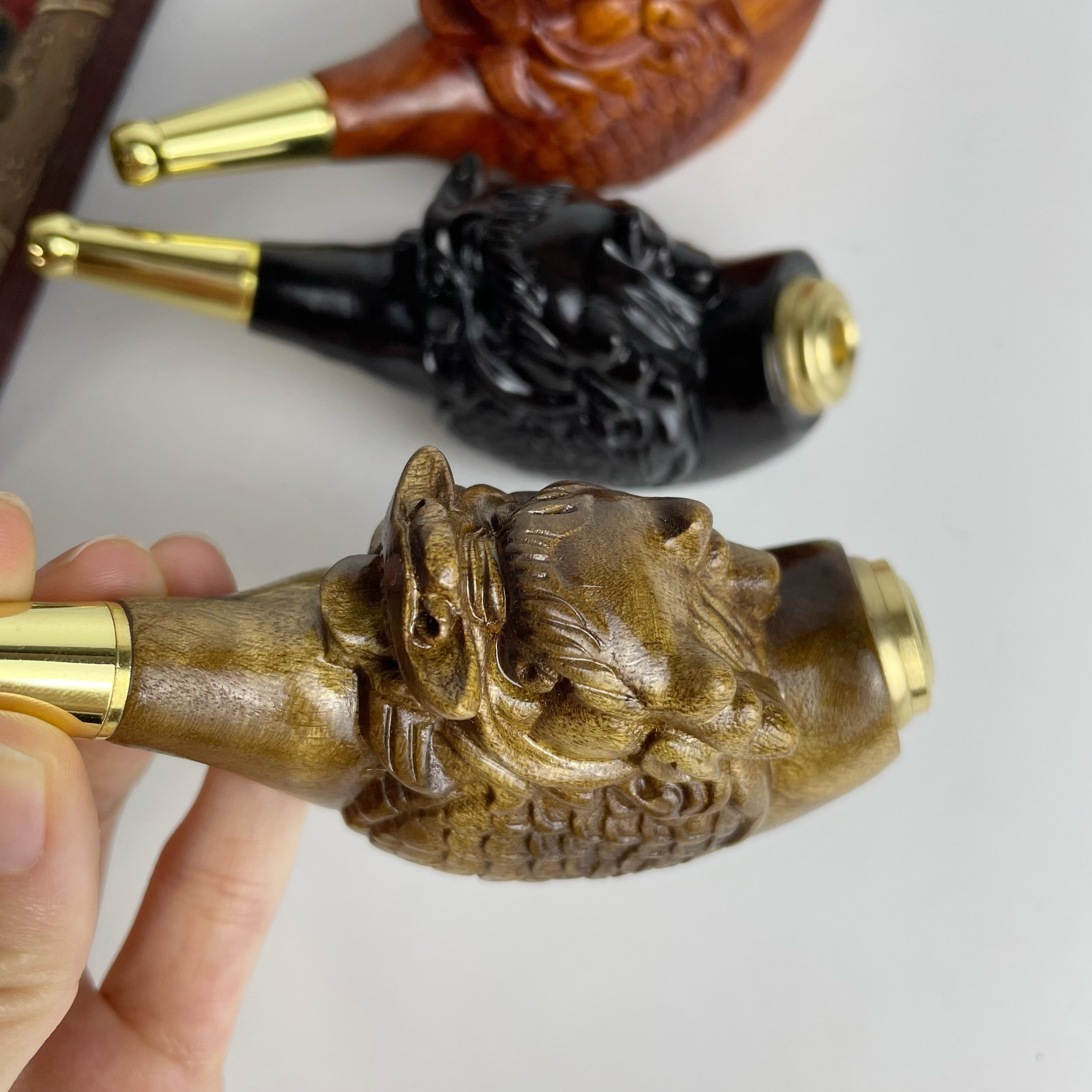 Dragon Carved Wood Smoking Pipe, Handcrafted Engraved Wood Pipe, Carved ...