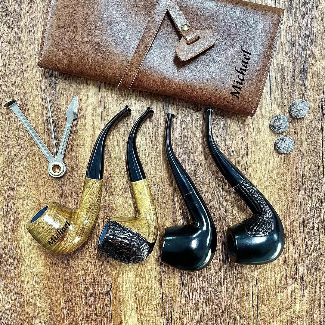 Personalized Wooden Tobacco Pipe With Accessories, Custom Engraved Pipe ...