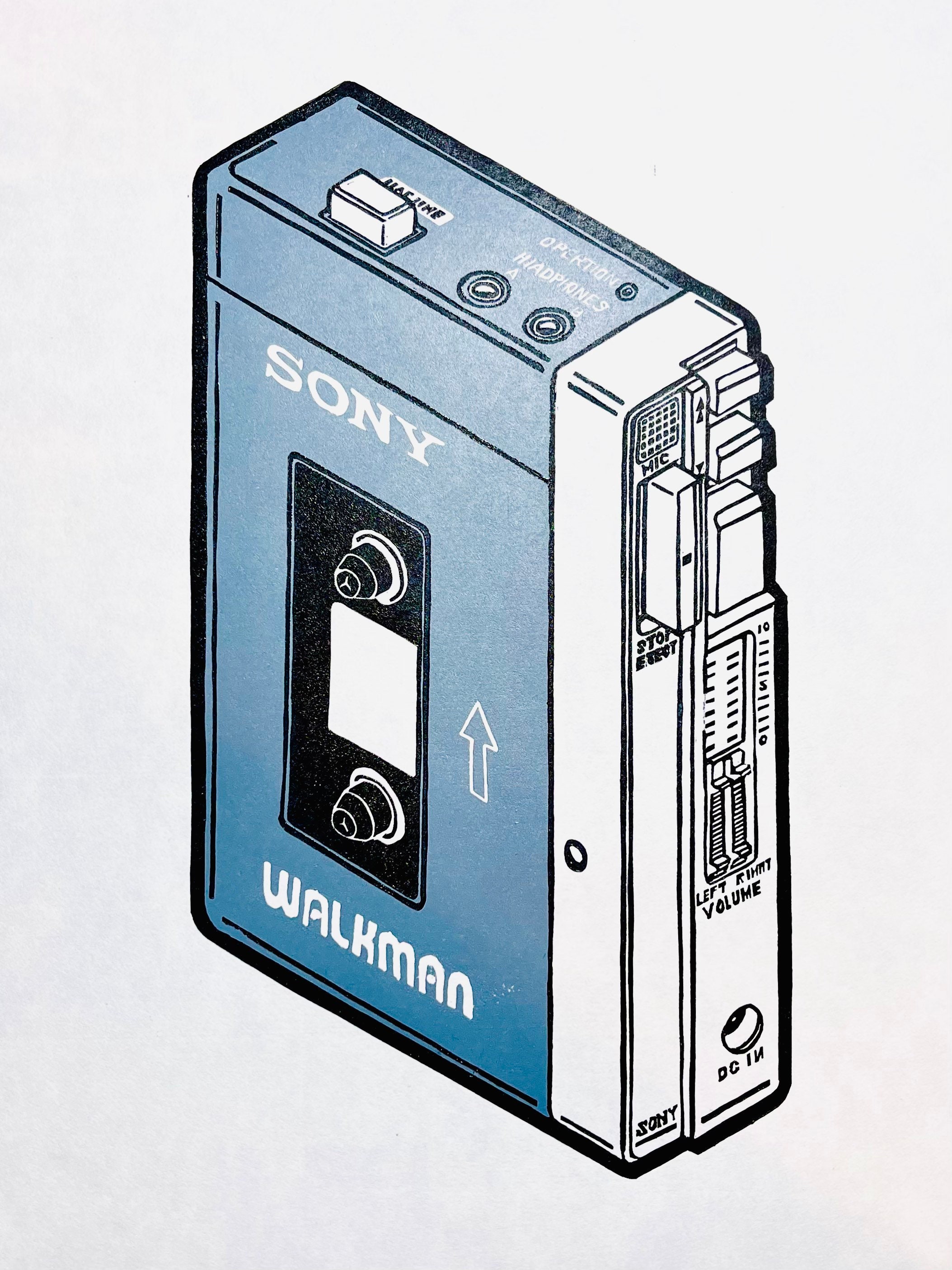 Prints Art & Collectibles 1987 Sony Walkman Original hand carved Lino ...