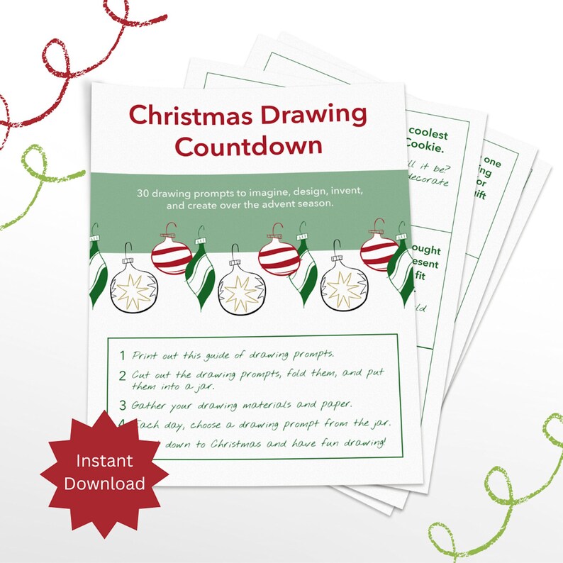 Christmas Drawing Prompts Advent Calendar: DIY Family Activity ...