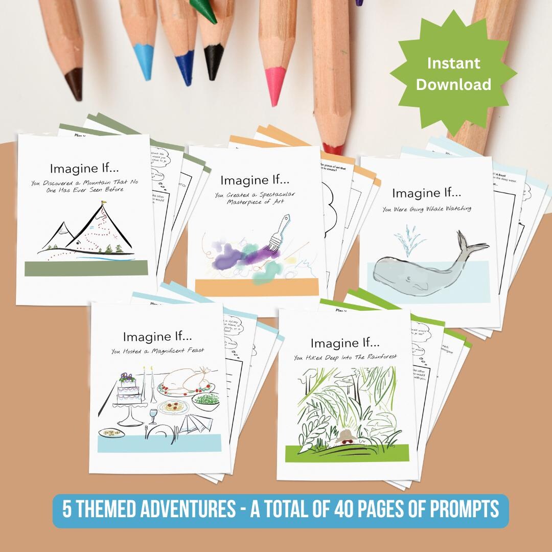 Drawing Prompts for Kids Printable Art Journal Boredom Busters Drawing ...