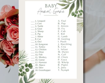 Baby Animal Game Baby Shower, Guessing Baby Animals Cards, Animal ...