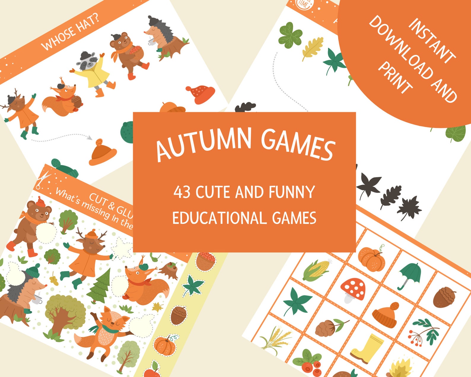 43 Printable Autumn Games Activities For Kids Instant PDF Etsy