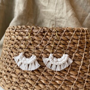 Macrame Teardrop Fringe Earrings - Etsy