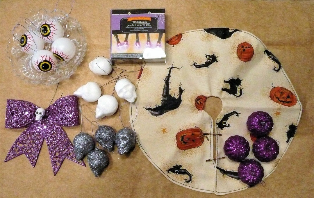 Mini Halloween Tree Decorations Purple Lights Broomzelda - Etsy