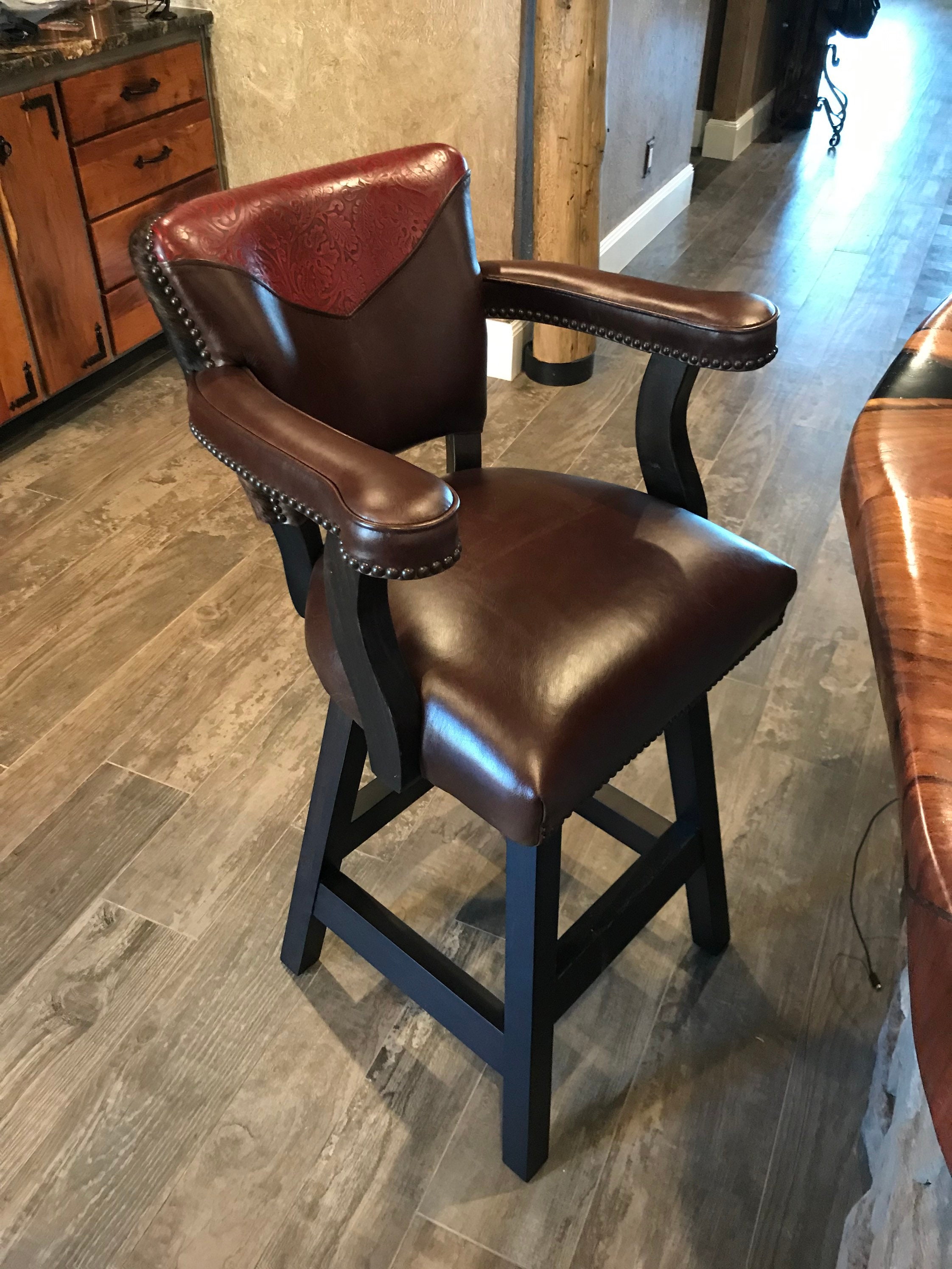 Custom 100% Top Grain Leather Barstool With Authentic Axis Hide ...