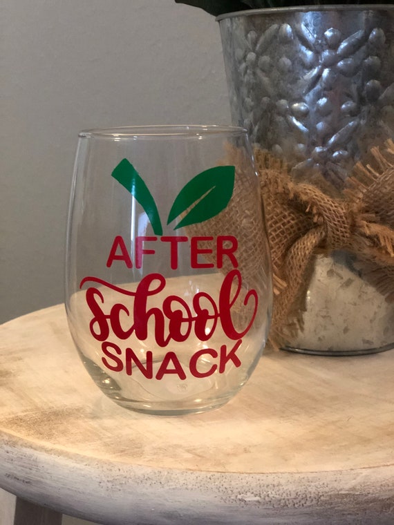 After School Snack Stemless Wine Glass Teacher T Etsy