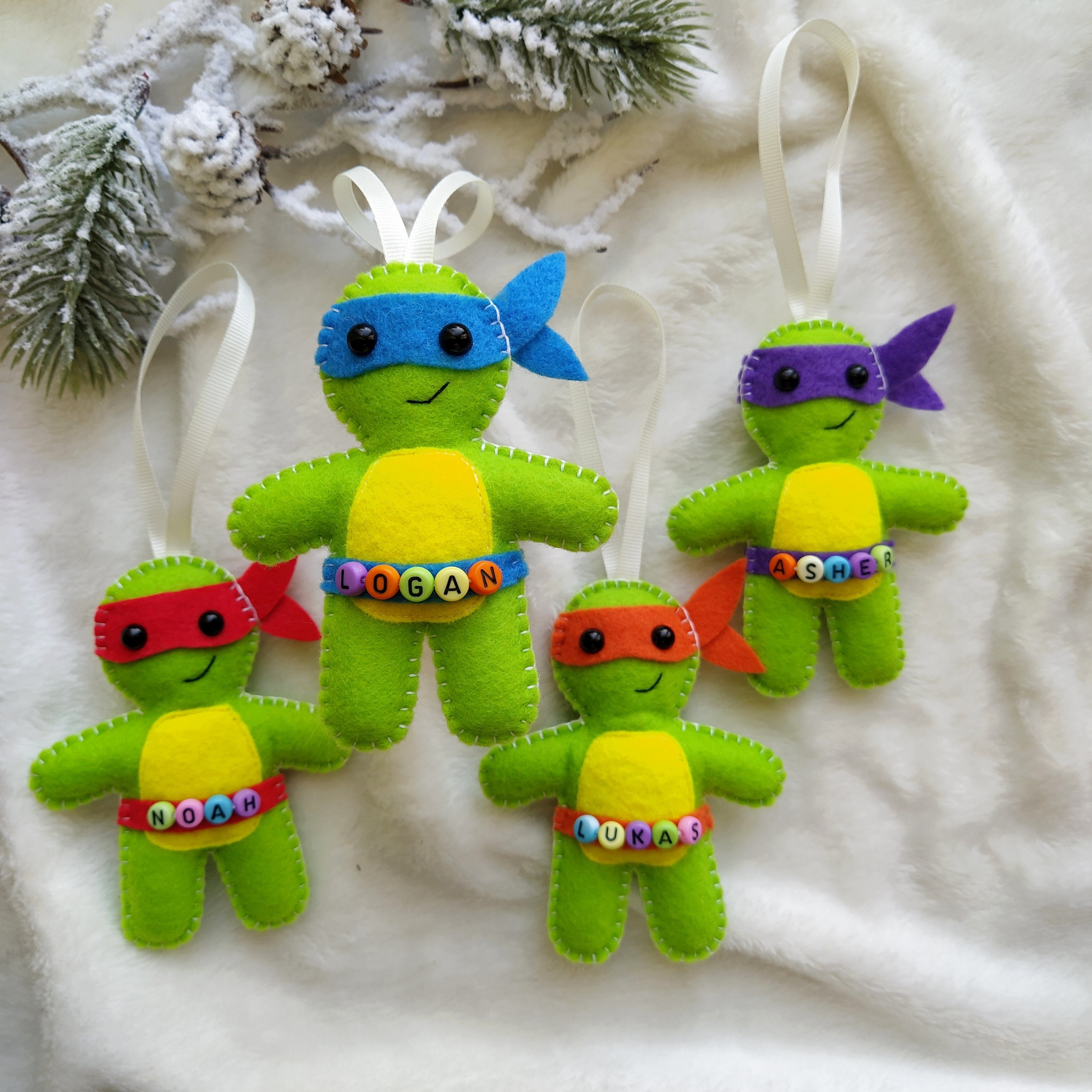 Christmas Ornaments Felt Gingerbread With Name in Ninja Turtle Costume ...