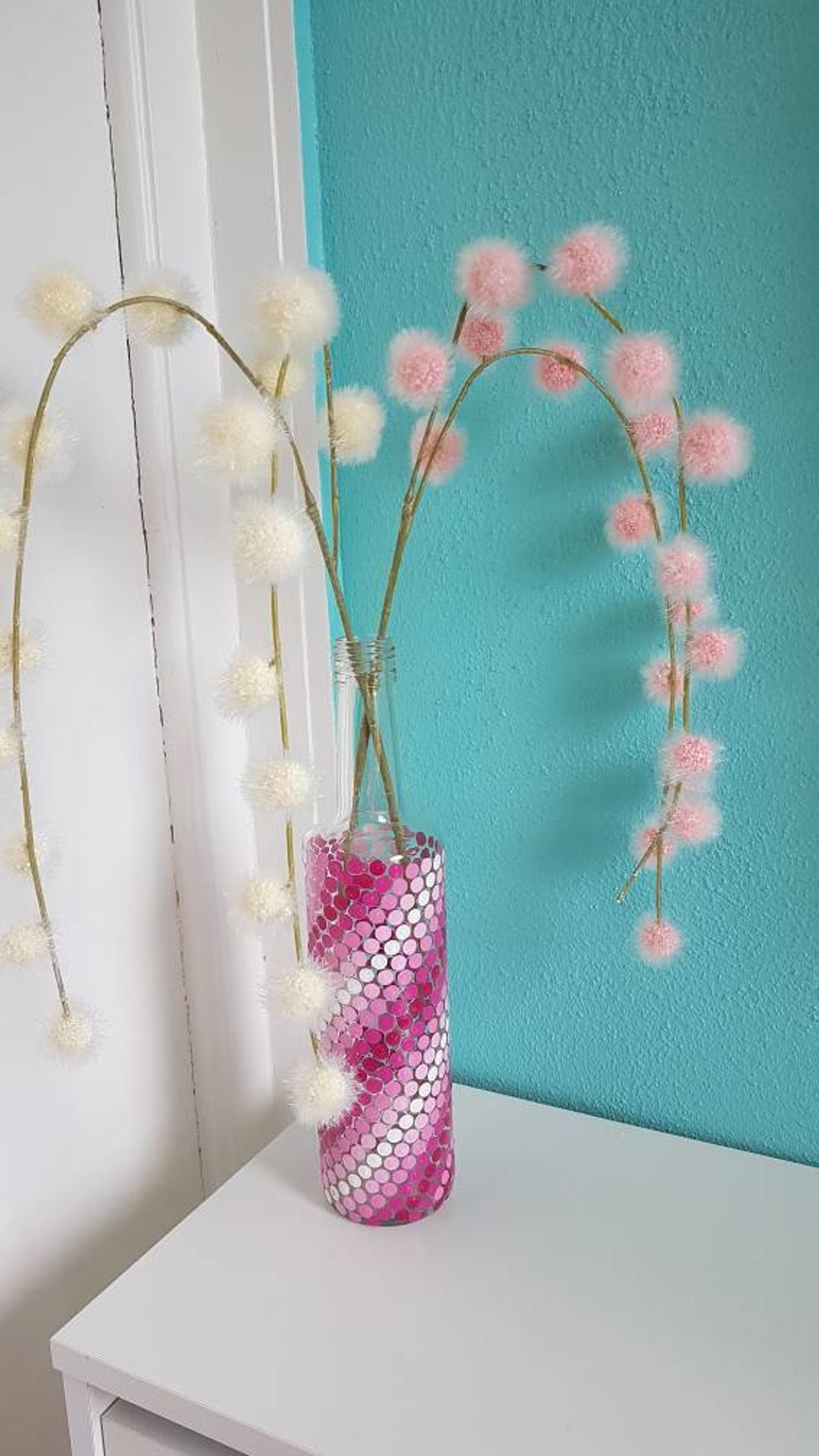 Flower Vase * Mandala * Dot Painting * Vase * UPCYCLING Bottle * Pink ...