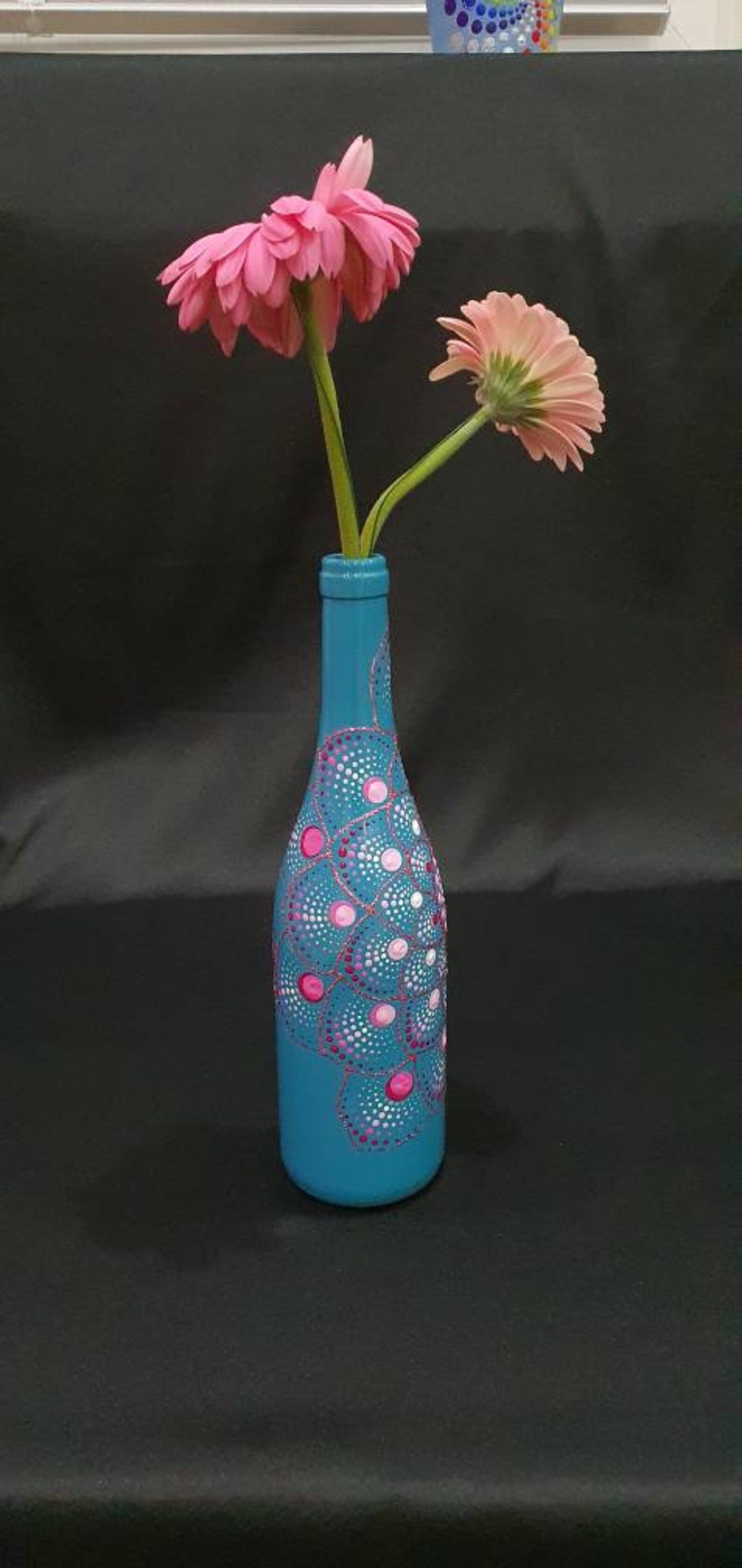 Mandala Vase * Flower Vase * Vase * Dot Art * Turquoise / Petrol / Pink ...
