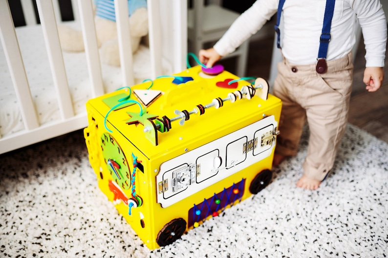 Big Busy Box Development Toy Fidget Cube Yellow Color Busy Cube Busy ...