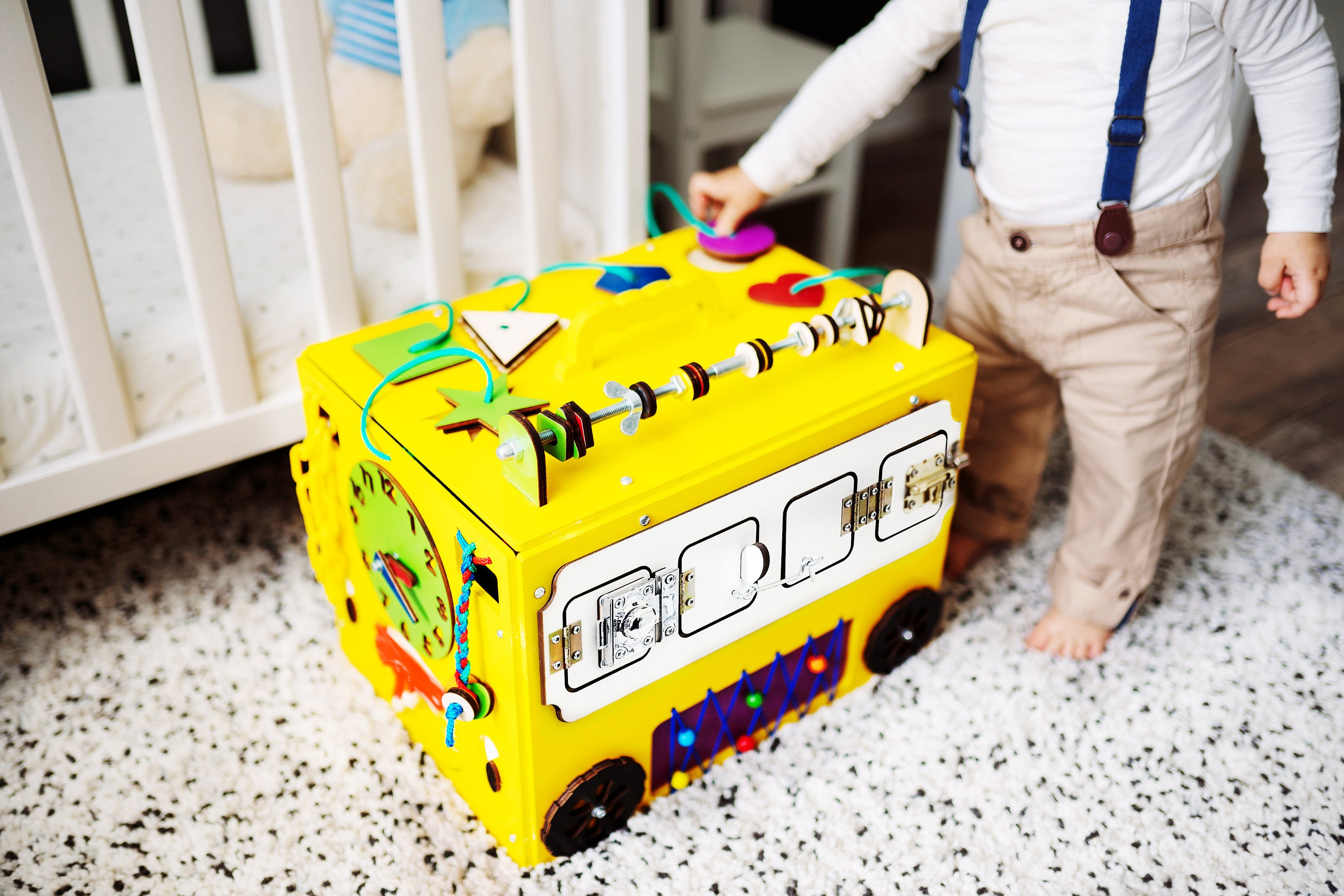 Big Busy Box Development Toy Fidget Cube Yellow Color Busy Cube Busy ...