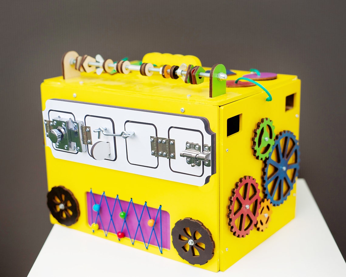 Big Busy Box Development Toy Fidget Cube Yellow Color Busy Cube Busy ...