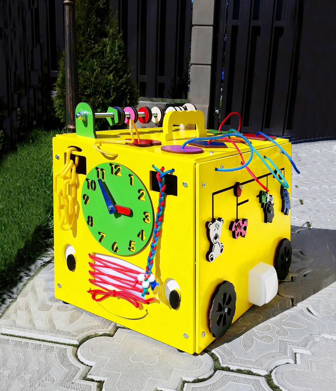 Big Busy Box Development Toy Fidget Cube Yellow Color Busy Cube Busy ...