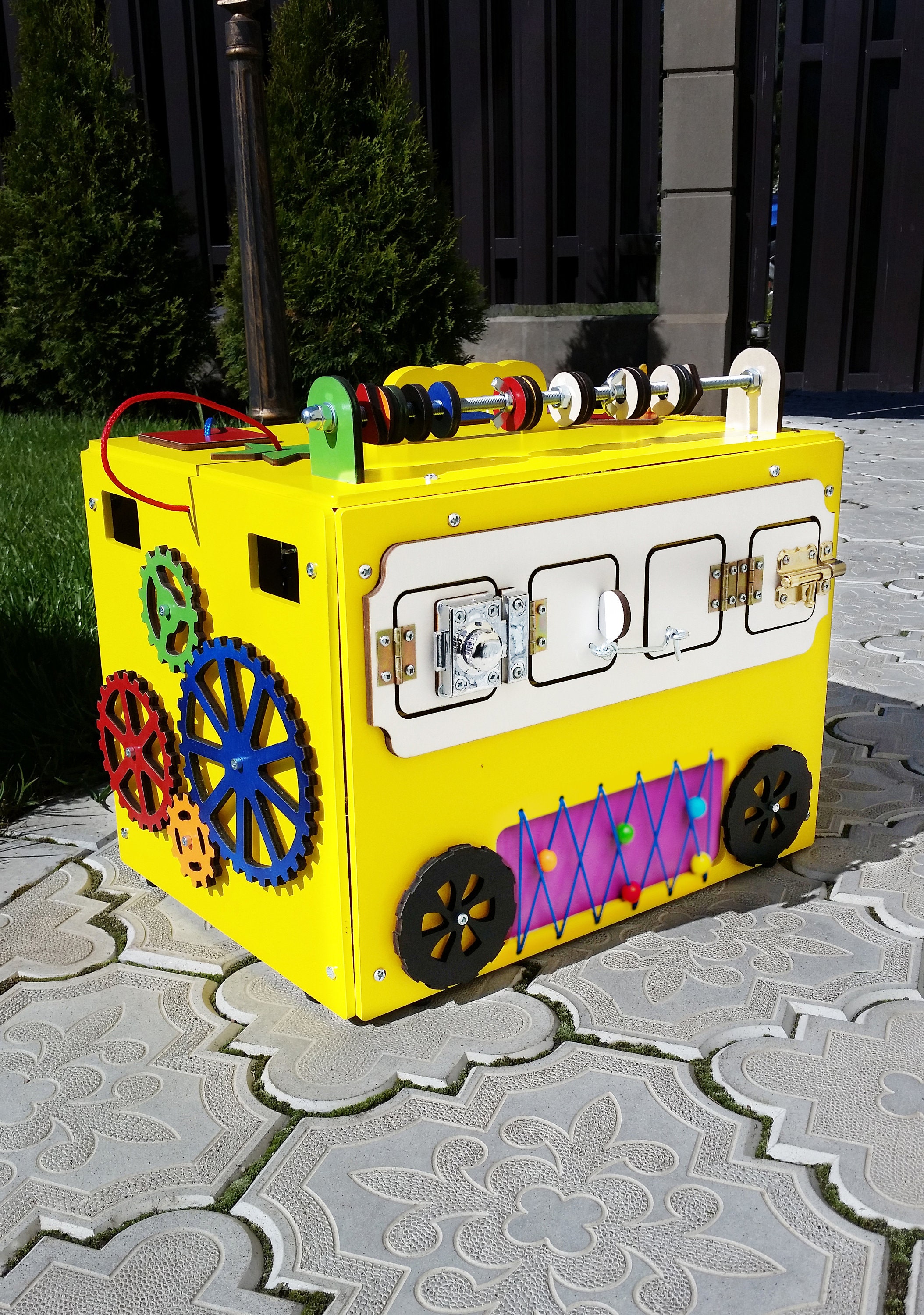 Big Busy Box Development Toy Fidget Cube Yellow Color Busy Cube Busy ...