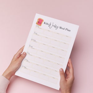 Printable Daily Meal Plan for Kids, Kids Meal Planner, Planner, PDF ...