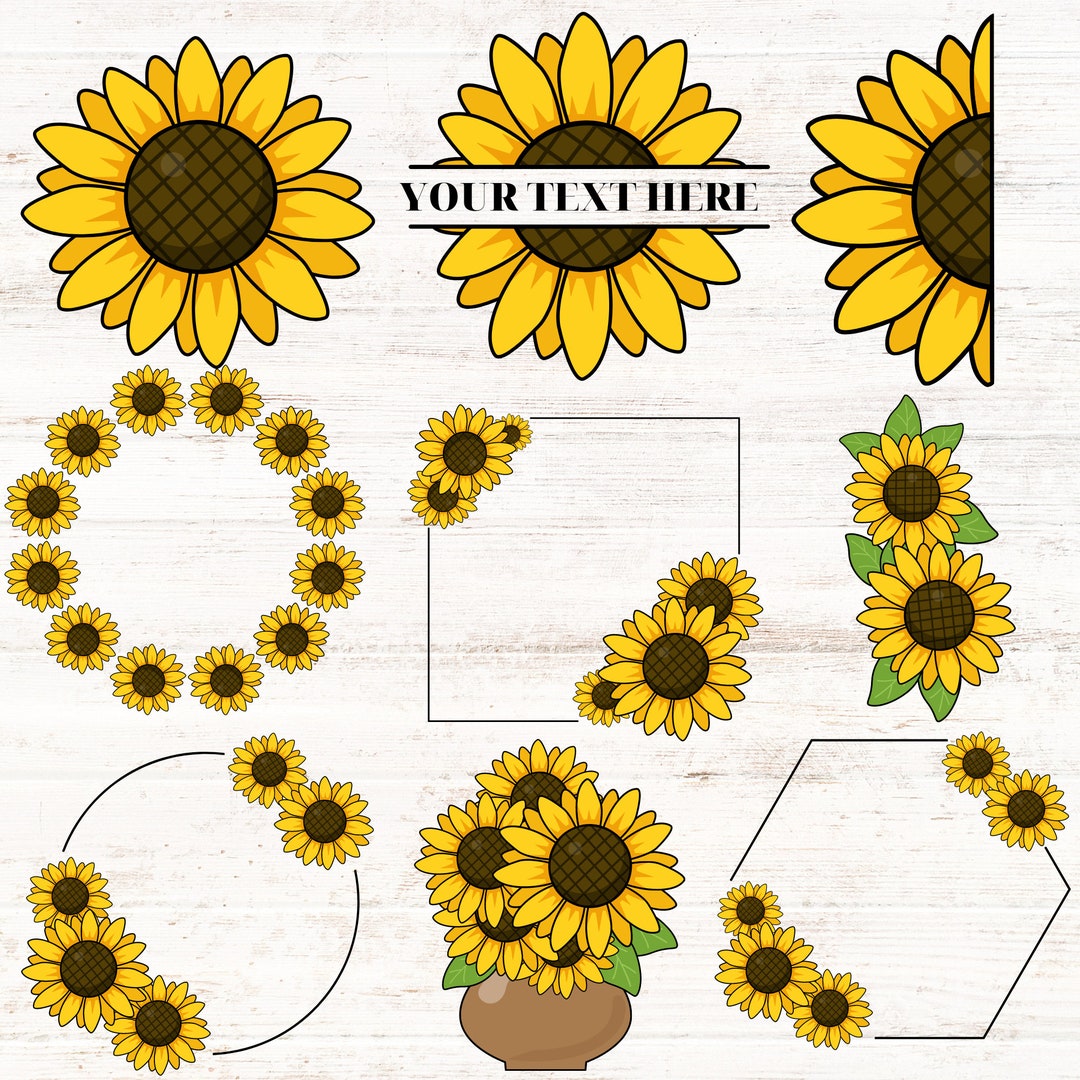 Sunflower PNG Bundle , Sunflower PNG Bundle , Half Sunflower Clipart ...