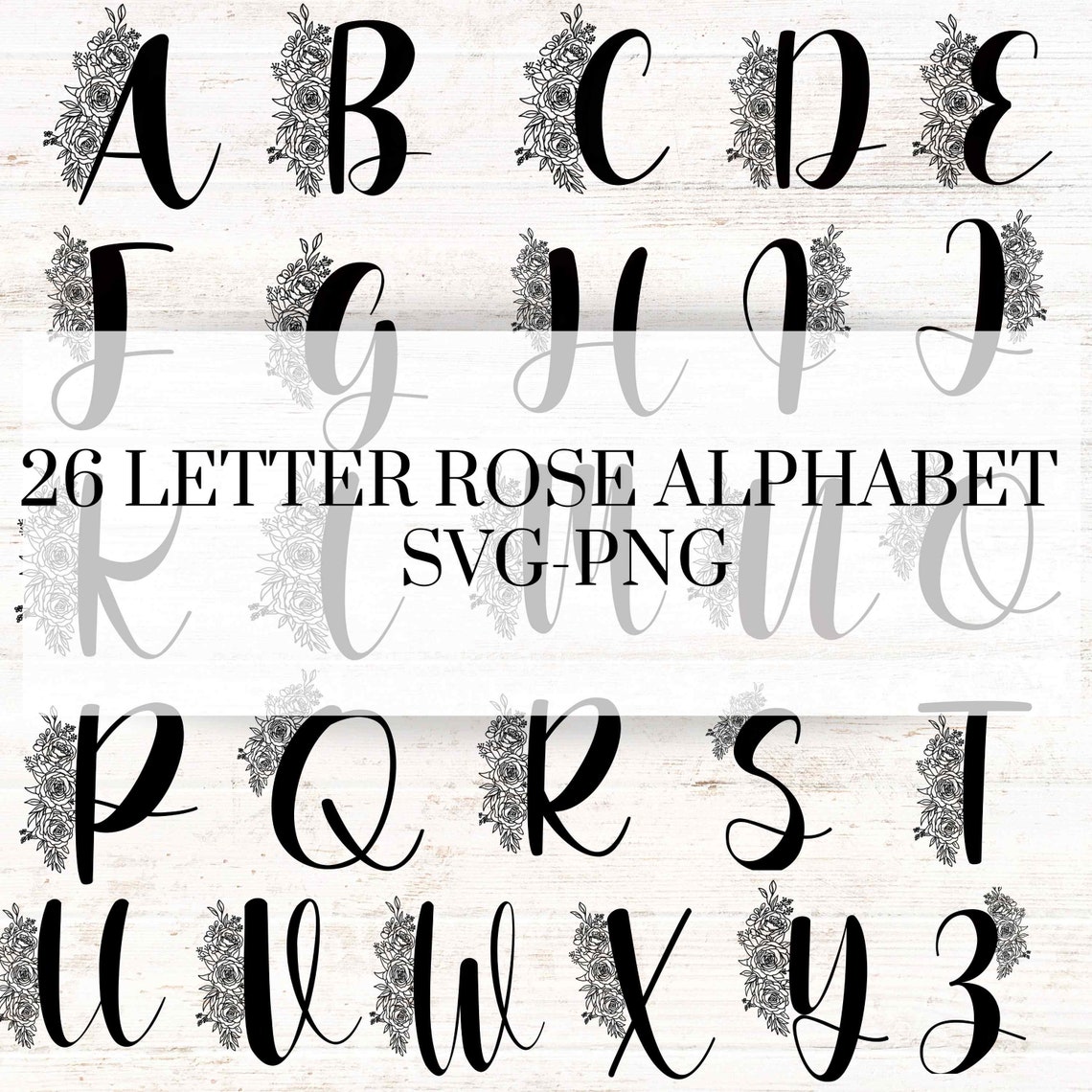 Alphabet Font SVG Bundle Rose Font PNG Bundle Rose Bouquet - Etsy
