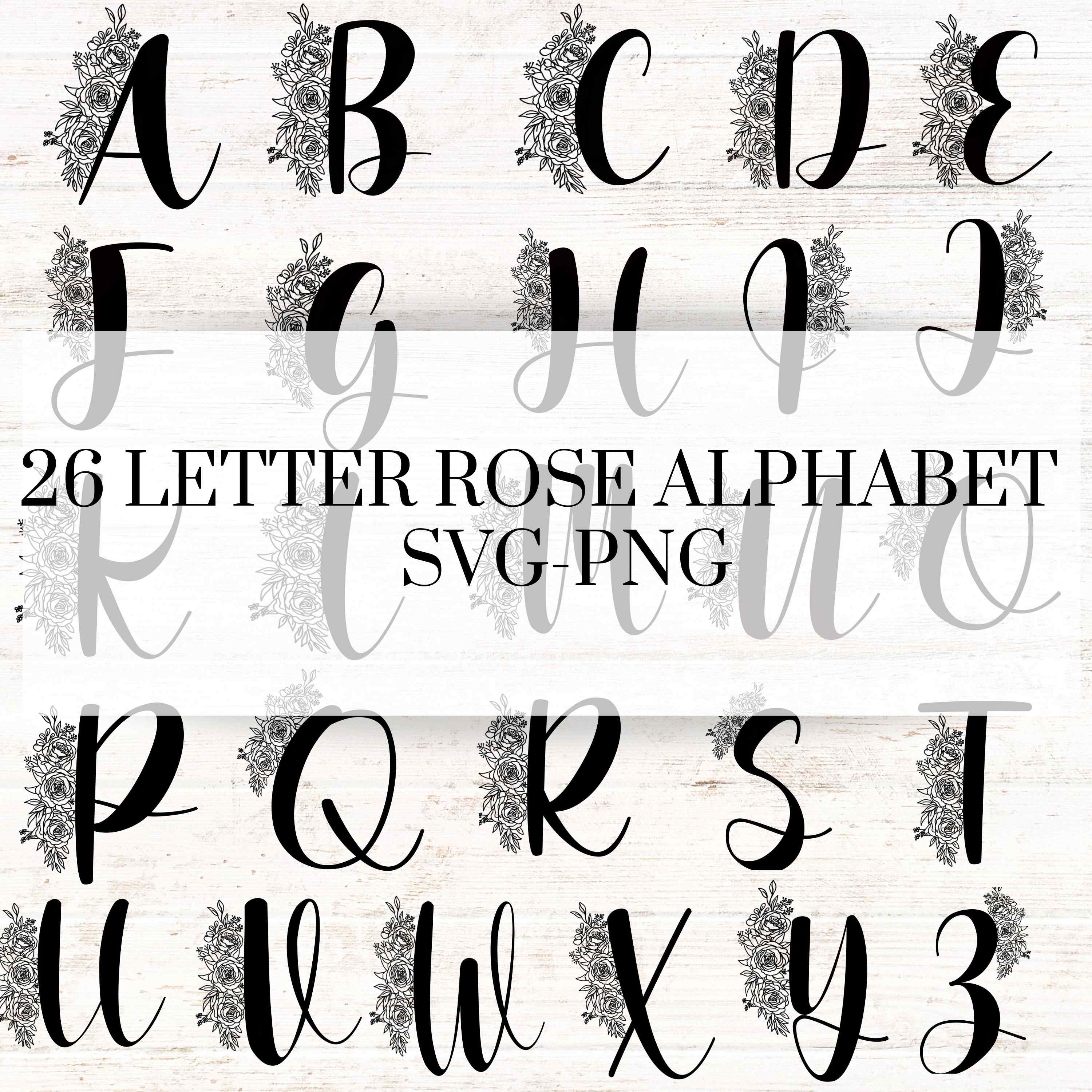 Alphabet With Flowers Font SVG Bundle , Rose Font PNG Bundle , Rose ...