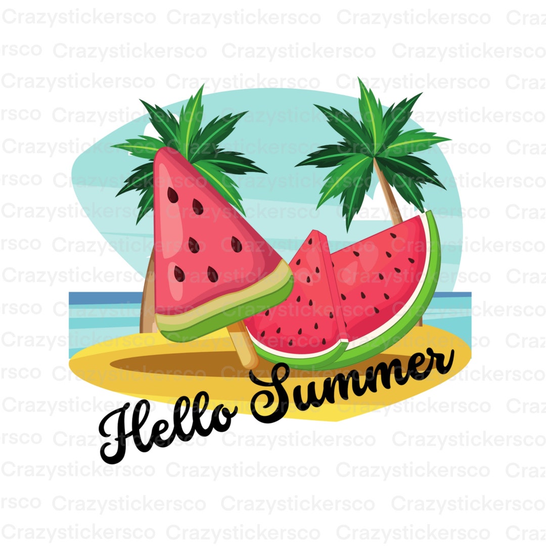 Hello Summer Watermelon PNG: Clipart Sublimation Design (digital File ...