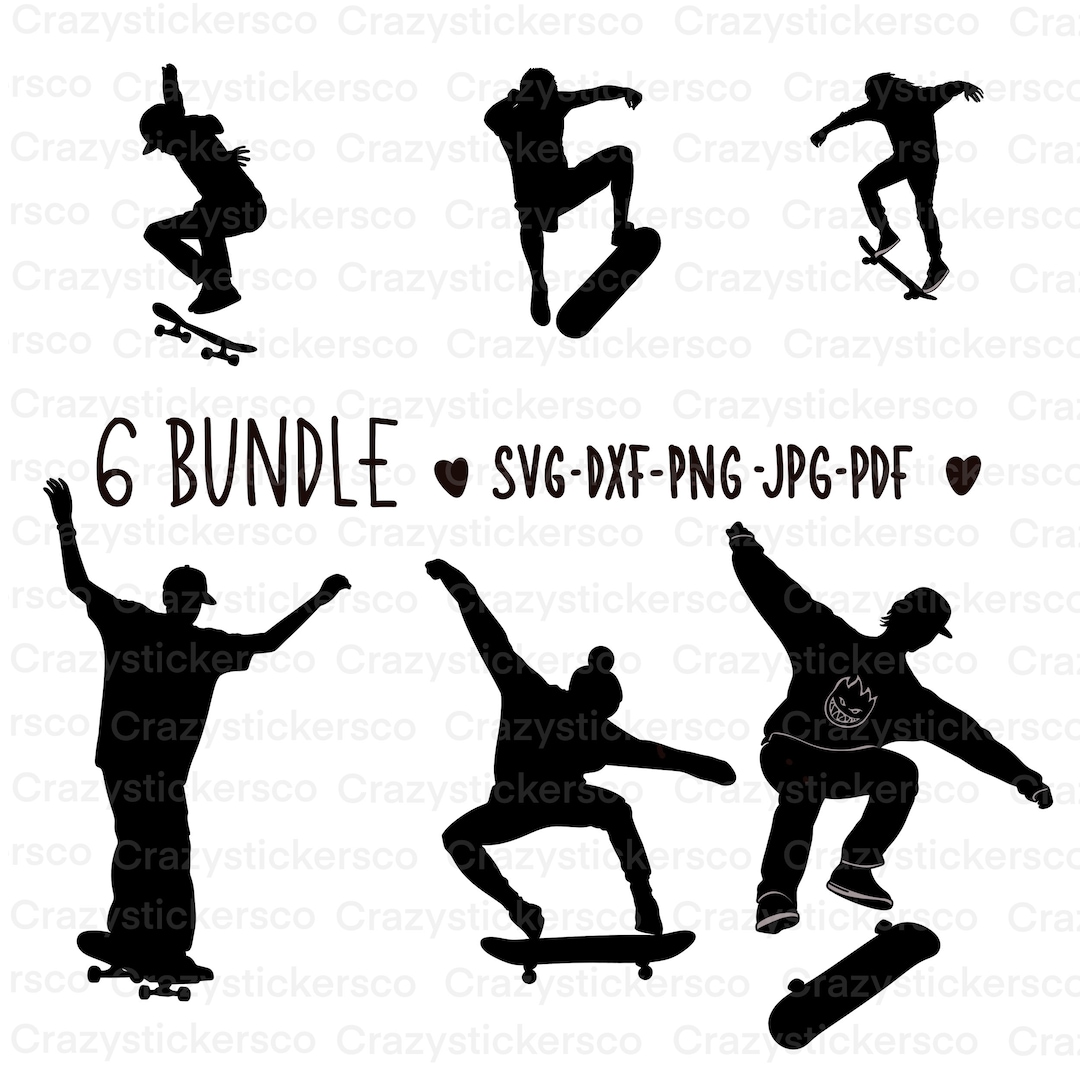 6 Skateboard SVG Bundle , 6 Skateboard PNG Bundle , Skateboard Clipart ...