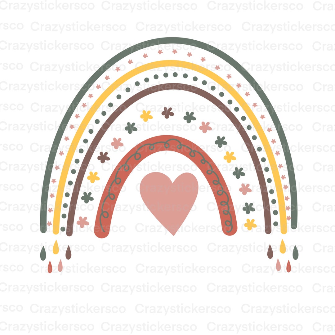 Boho Rainbow Heart PNG , Boho Rainbow With Heart and Drops PNG ...