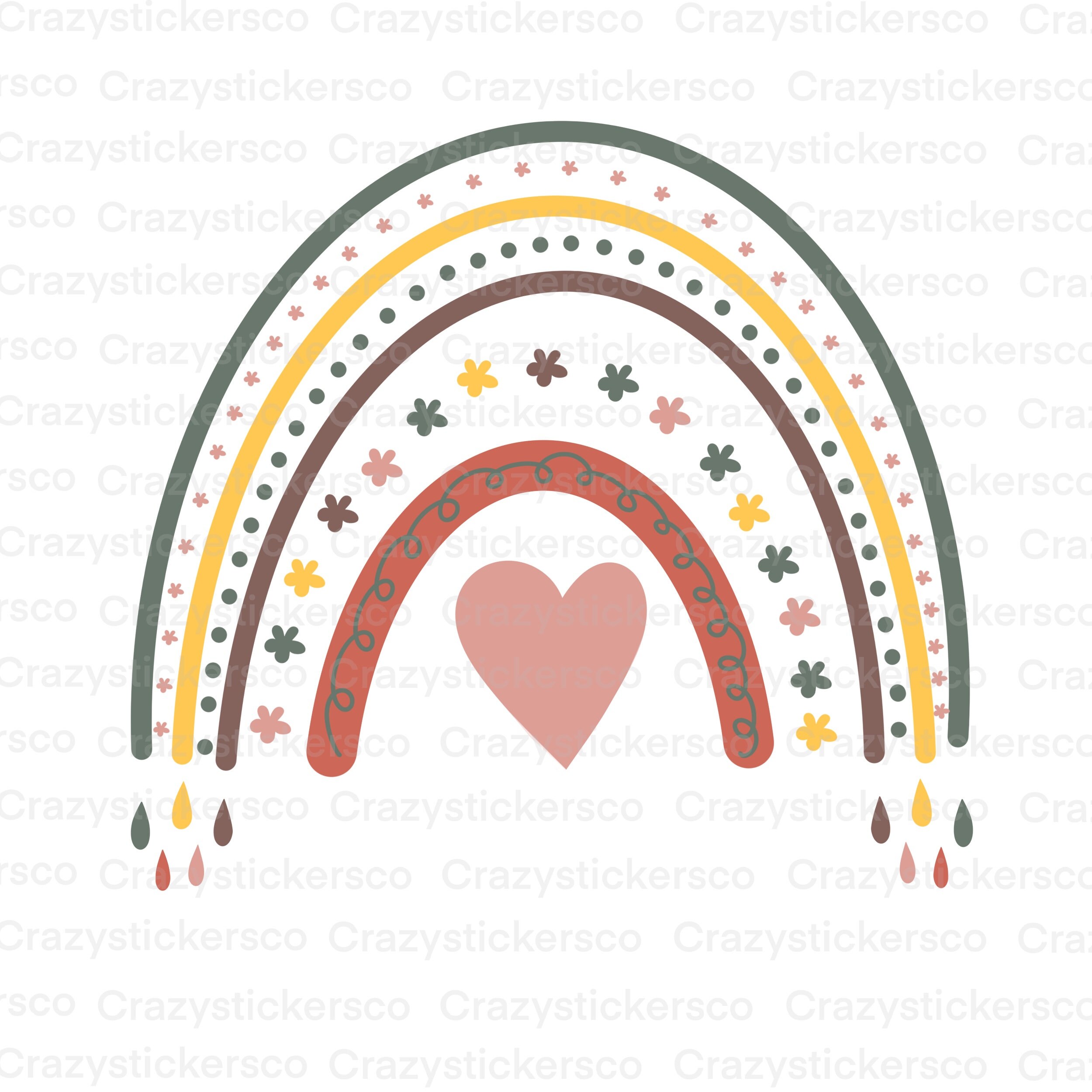 Boho Rainbow Heart PNG , Boho Rainbow With Heart and Drops PNG ...